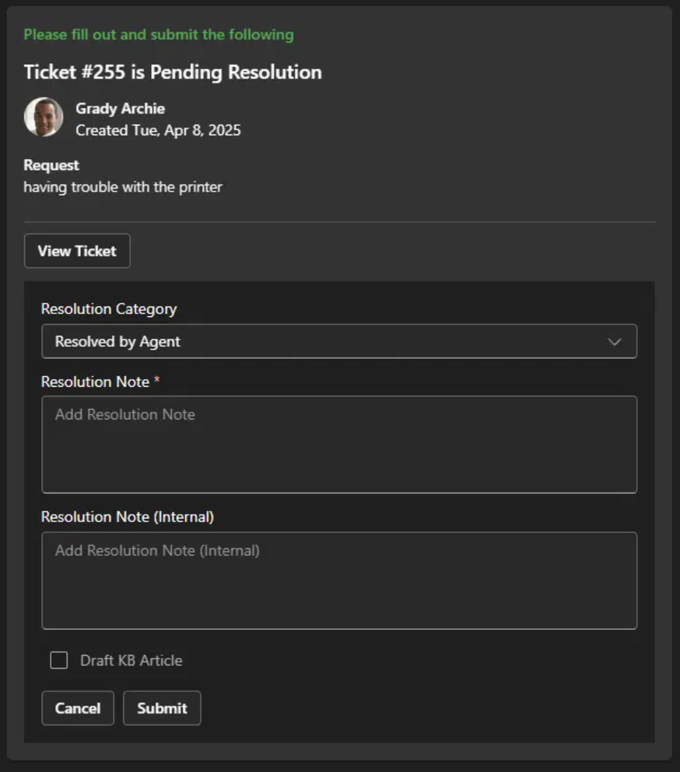 Introducing Resolution Note - Cireson