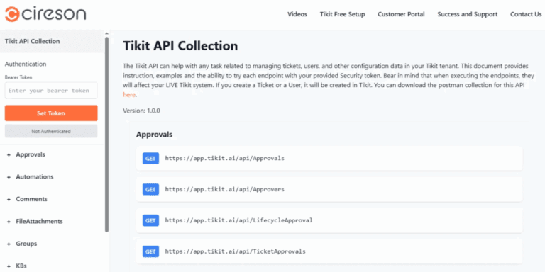 The New Site for Tikit API Documentation - Cireson